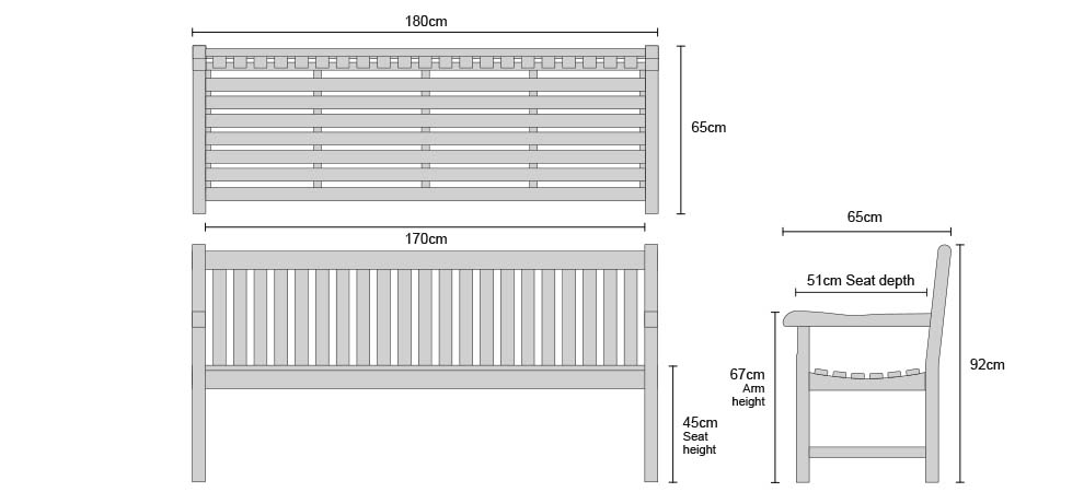 York 4 Seater Garden Bench - 1.8m