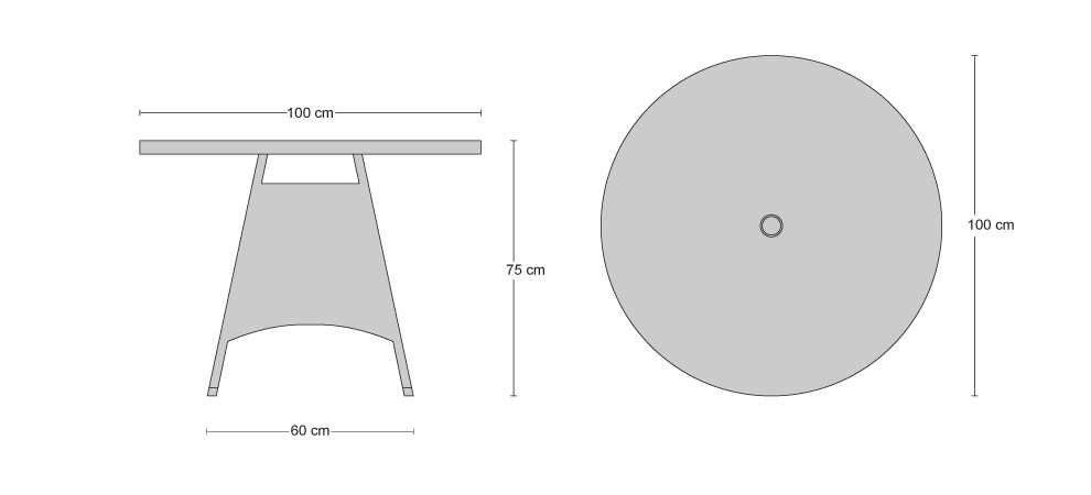 Verona 1m Round Table, Flat Weave - NEW: End of Line